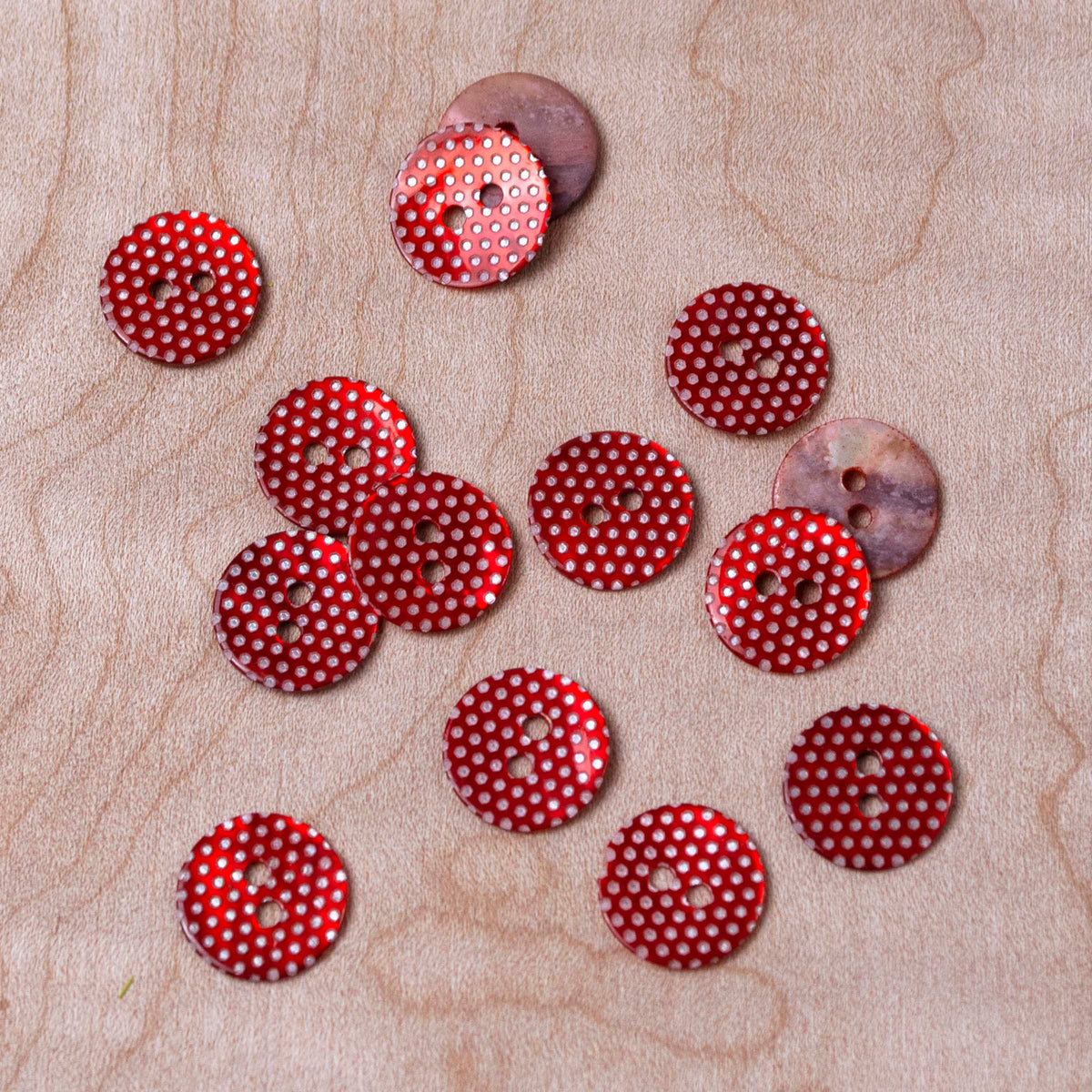 Tiny Dots on Strawberry Red Buttons – Embellish Trims